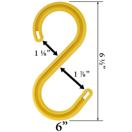 Cablesafe S-Hook, Yellow, 6" INT CS06 | Zoro